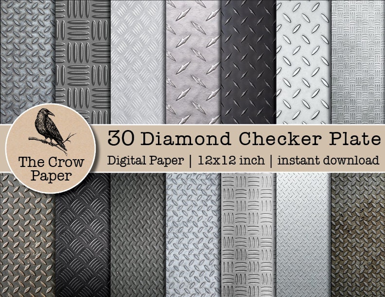 30 Diamond Checker Digital Paper | Diamond Checker Plate | Metal Plate ...