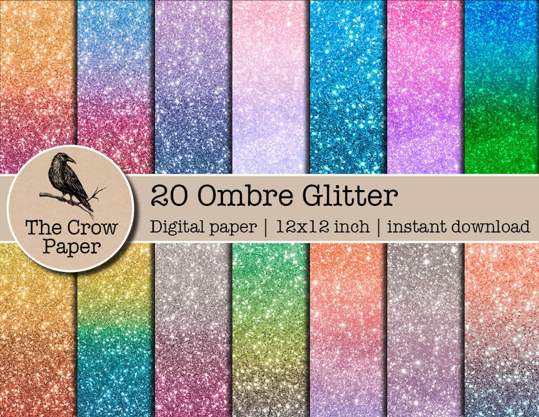20 Ombre Glitter Digital Paper | Rainbow Ombre Papers Scrapbook ...