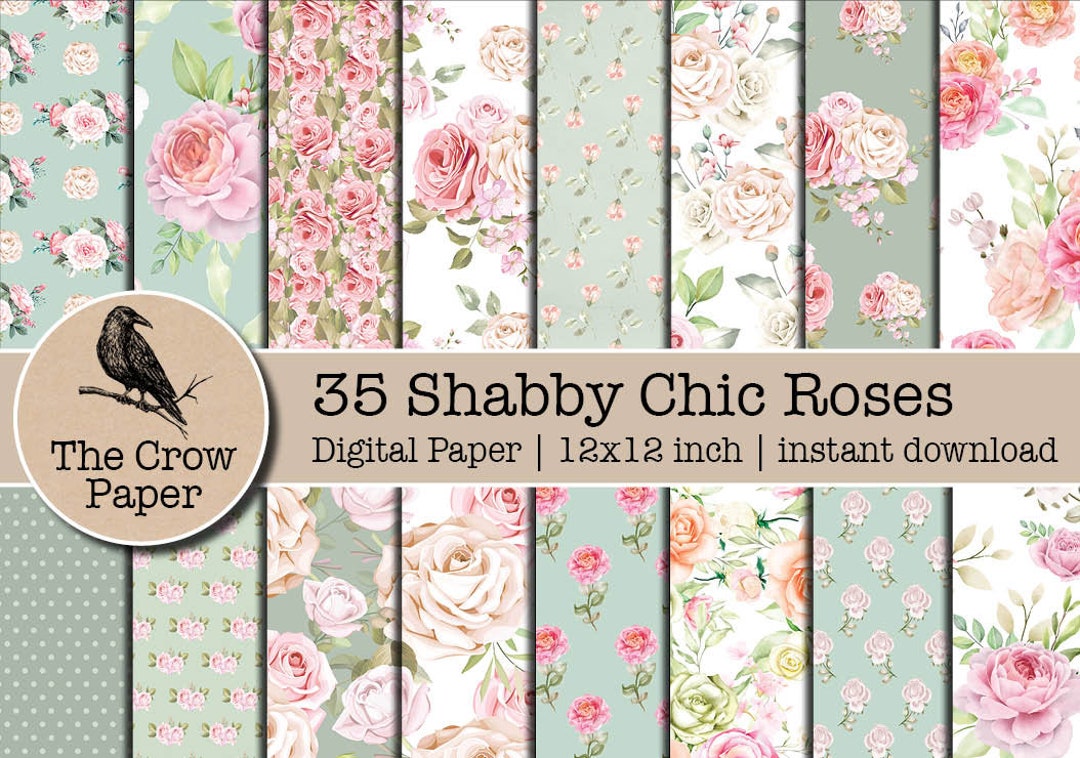 35 Vintage Shabby Chic Teal Digital Paper | Vintage Teal Flower Floral ...