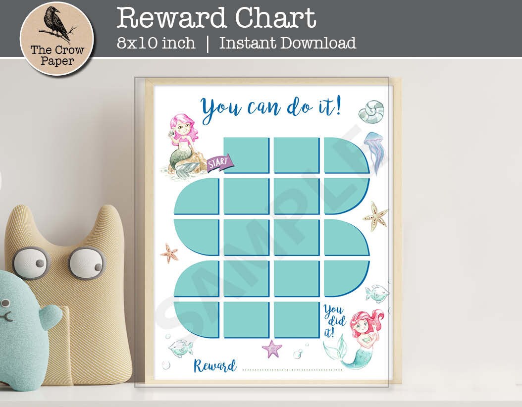 Mermaid Reward Chart Printable Mermaid Behavior Chart Mermaid Sticker ...
