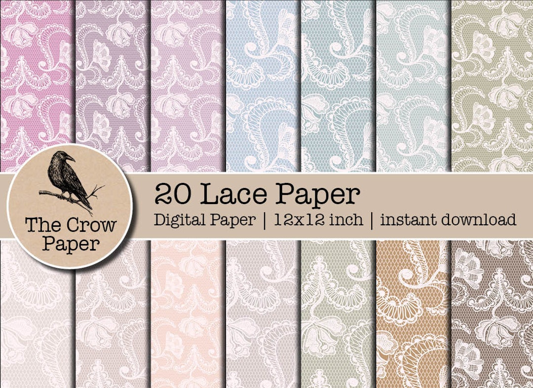 20 Lace Digital Paper | Lace Paper Scrapbook | Lace Backgrounds Wedding ...
