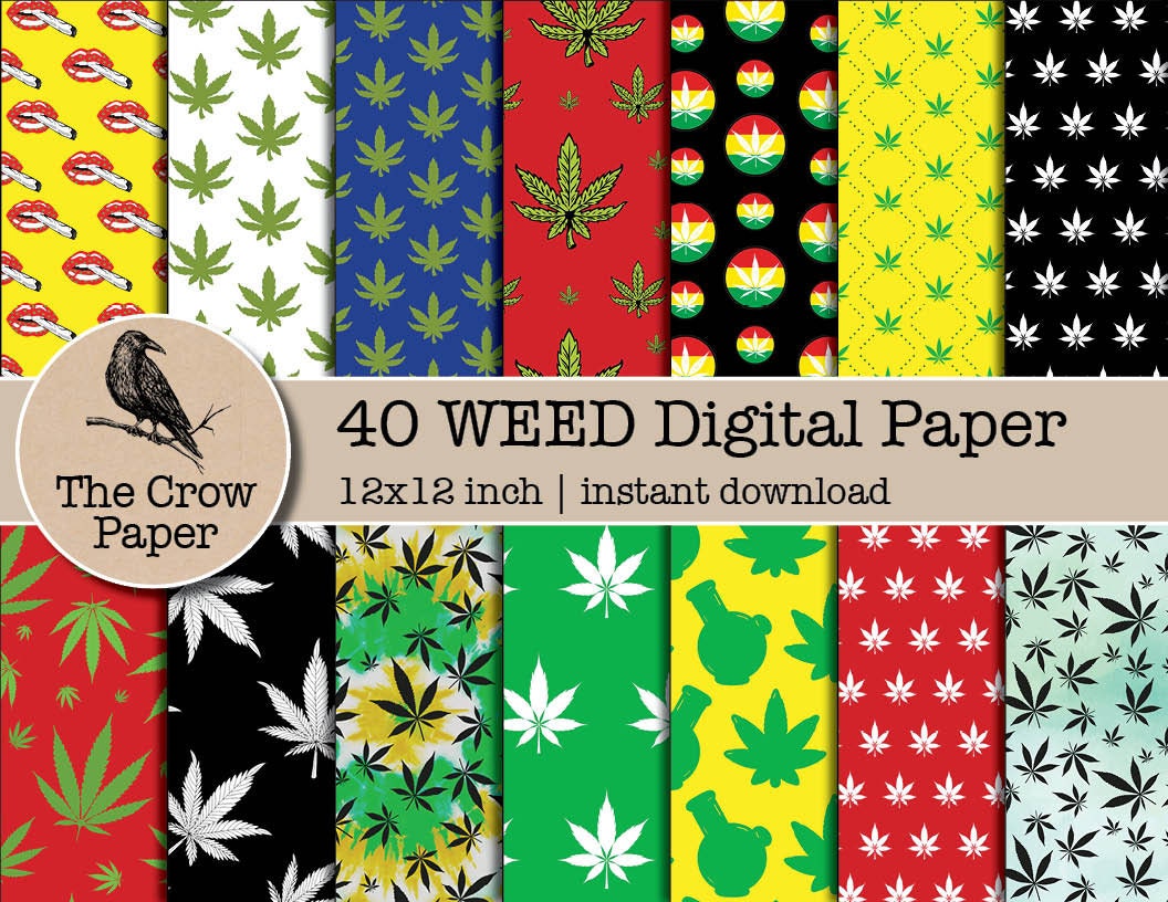 40 Weed Cannabis Digital Paper | Marijuana Cannabis 420 Patterns ...