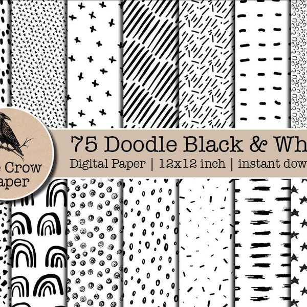 Black and White Digital Papers - Etsy