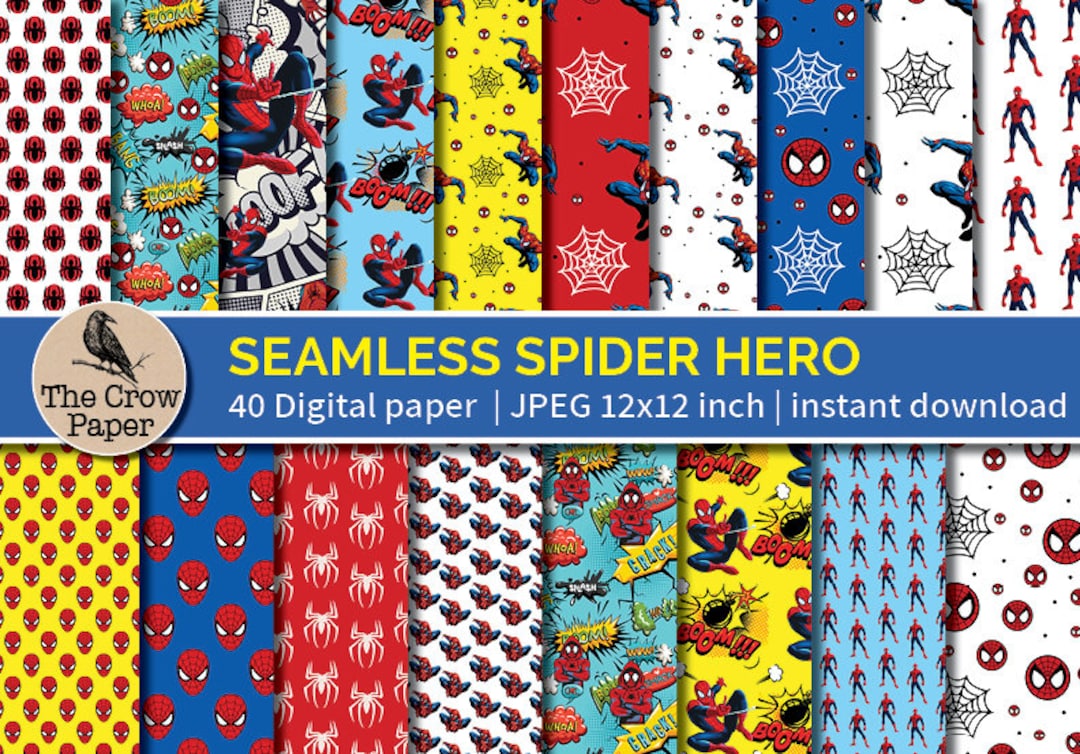 40 SEAMLESS Spider Hero Digital Paper | Scrapbook Comic Paper | Spider ...