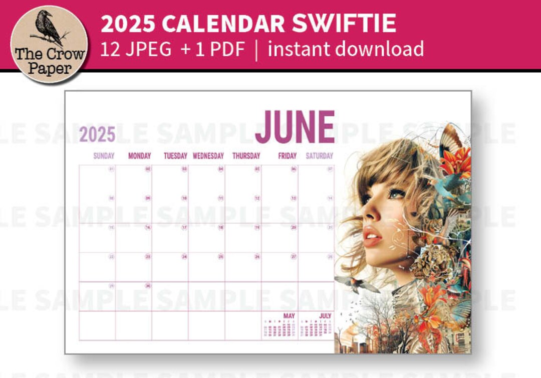 Printable Swiftie Calendar Eras 2025 Swiftie Gift Taylor's Gift Digital ...