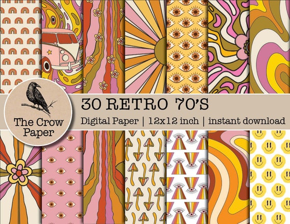30 RETRO 70S Digital Paper Papers Scrapbook Groovy - Etsy