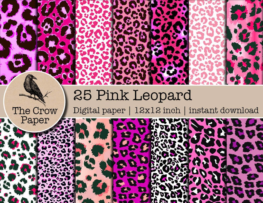 25 Pink Leopard Animal Skin Digital Paper | Papers Scrapbook | Cheetah ...