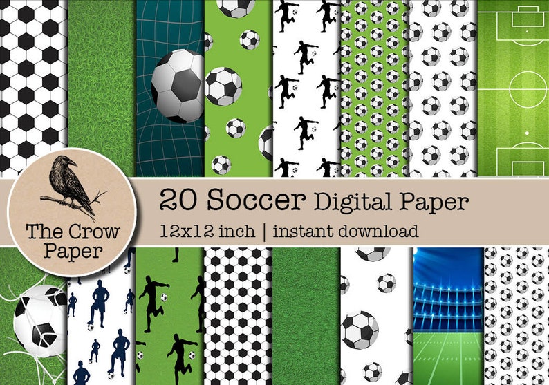20 Soccer Digital Papers Sport Digital Paper Green Soccer - Etsy