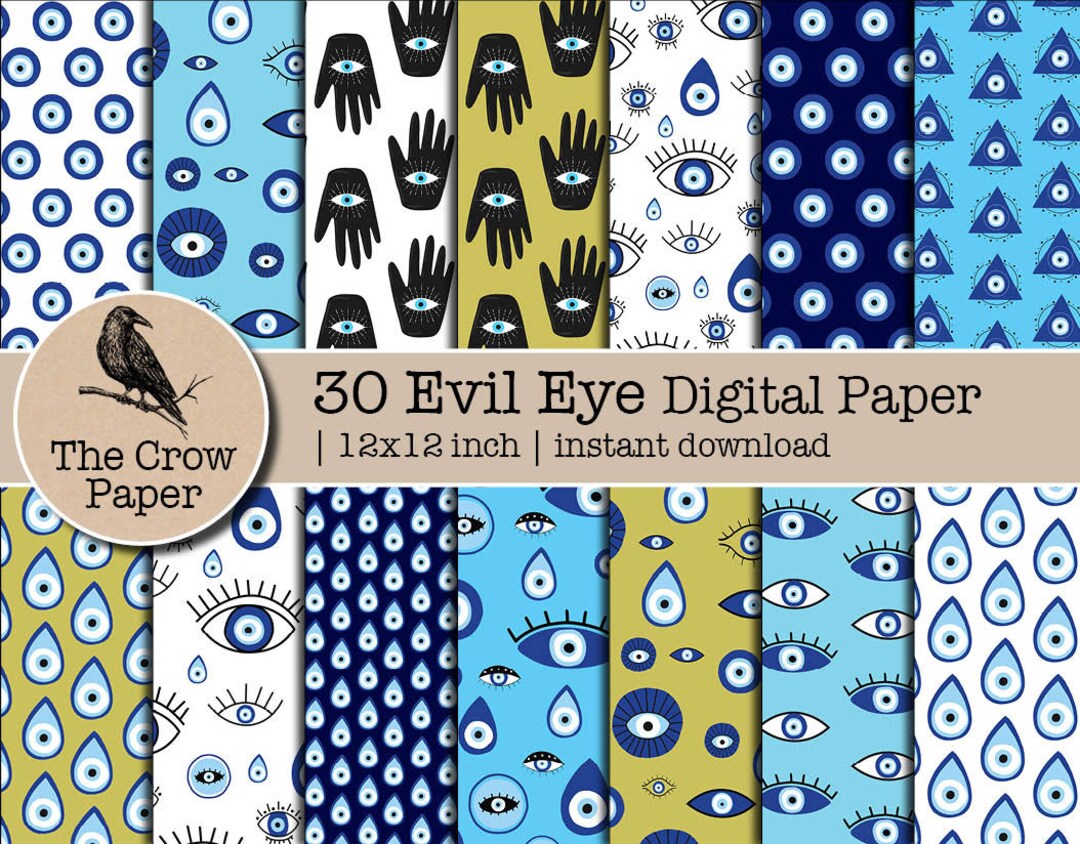 30 Evil Eye Patterns Digital Paper | Nazar Turkish Eye Backgrounds ...