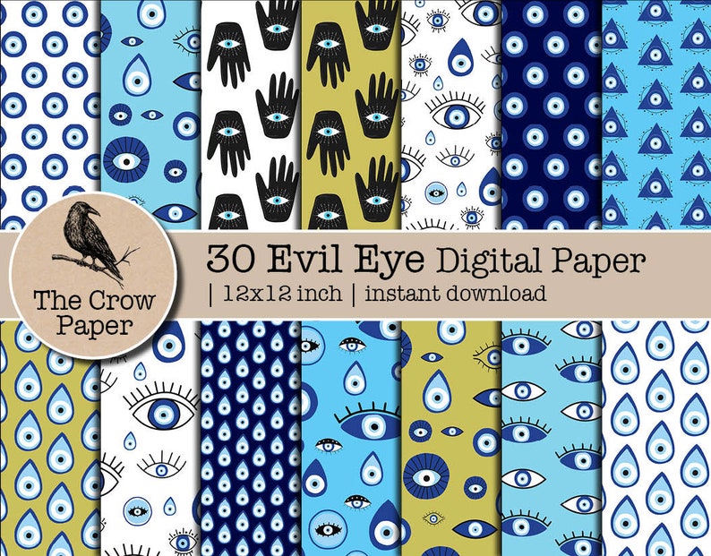 30 Evil Eye Patterns Digital Paper | Nazar Turkish Eye Backgrounds ...