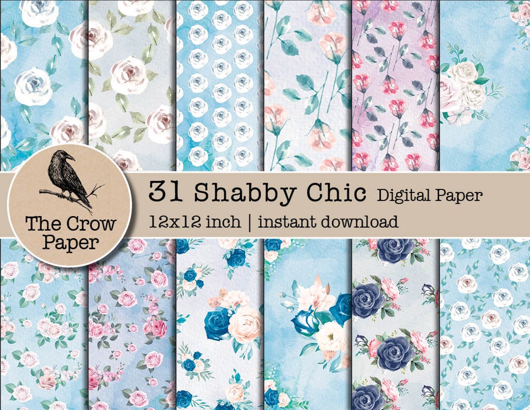 31 Vintage Shabby Chic Digital Paper | Vintage Flower Floral Patterns ...