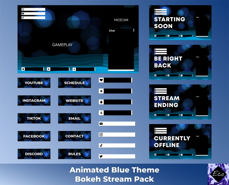 Animated Blue Theme Bokeh Stream Pack Twitch & Youtube - Etsy