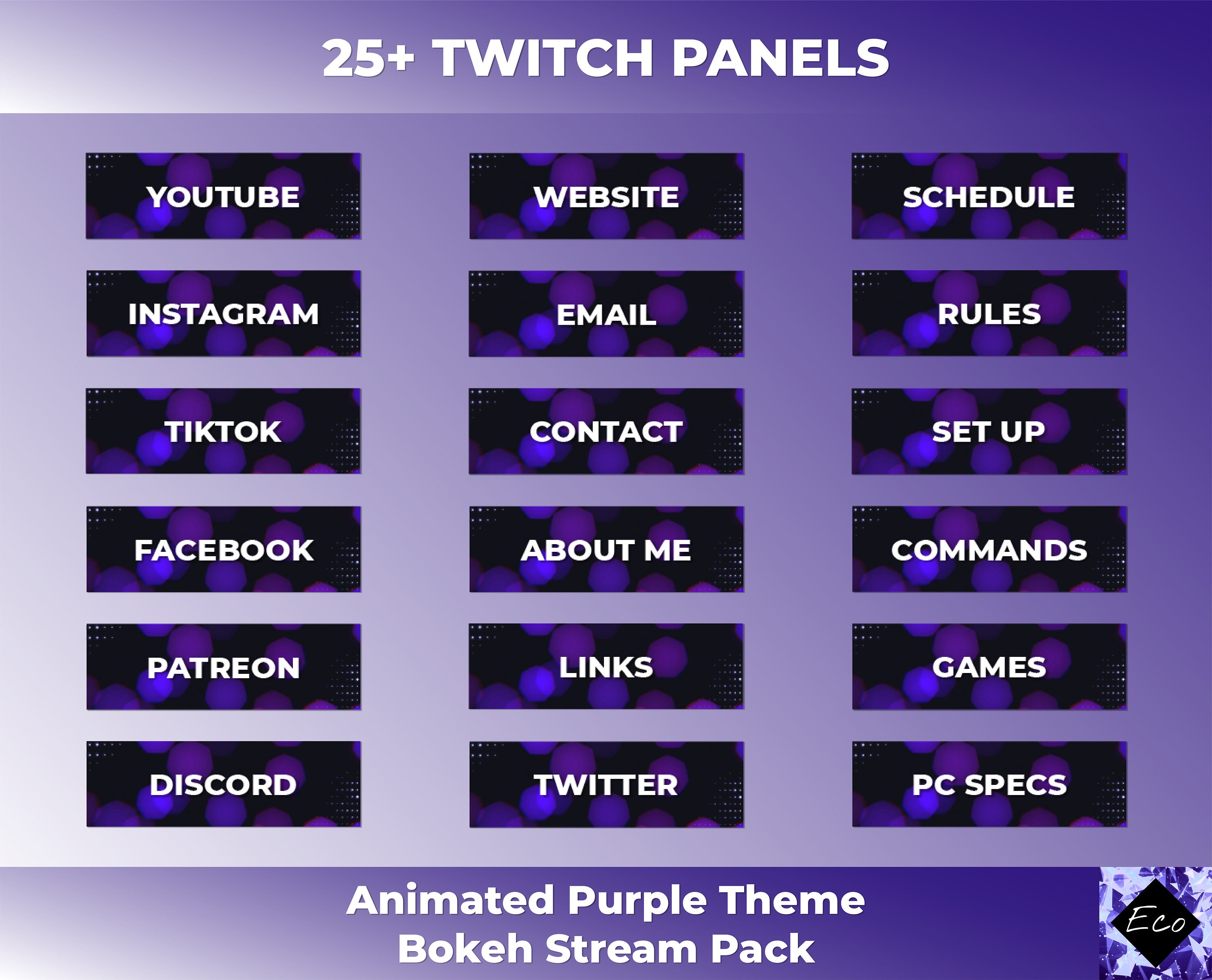 Animated Purple Theme Bokeh Stream Pack Twitch & Youtube Overlays ...