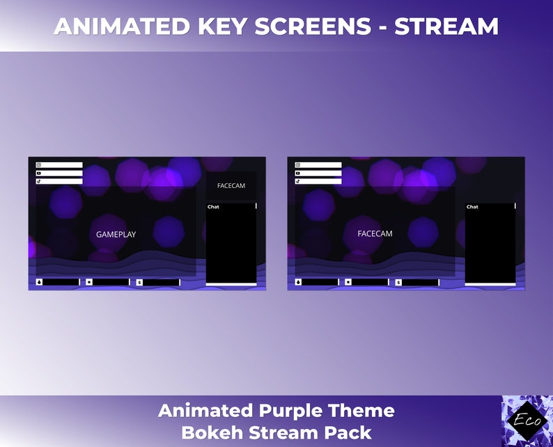 Animated Purple Theme Bokeh Stream Pack Twitch & Youtube Overlays ...