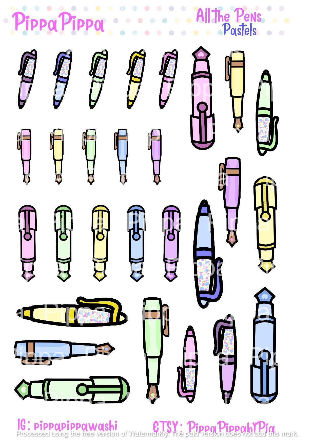 Planner Essentials All the Pens and Pen Pals Vinyl Sticker Sheet - Etsy