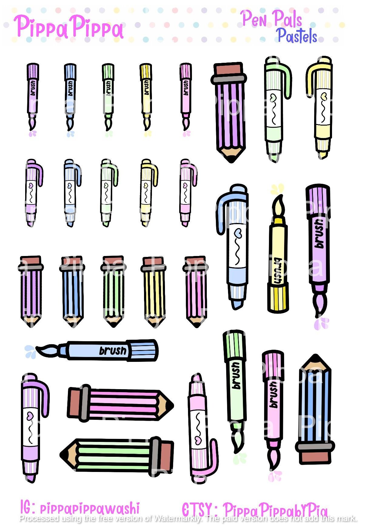 Planner Essentials All the Pens and Pen Pals Vinyl Sticker Sheet - Etsy