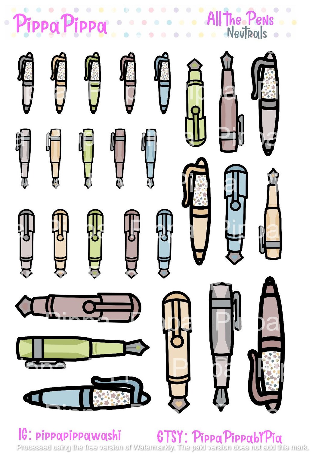 Planner Essentials All the Pens and Pen Pals Vinyl Sticker Sheet - Etsy