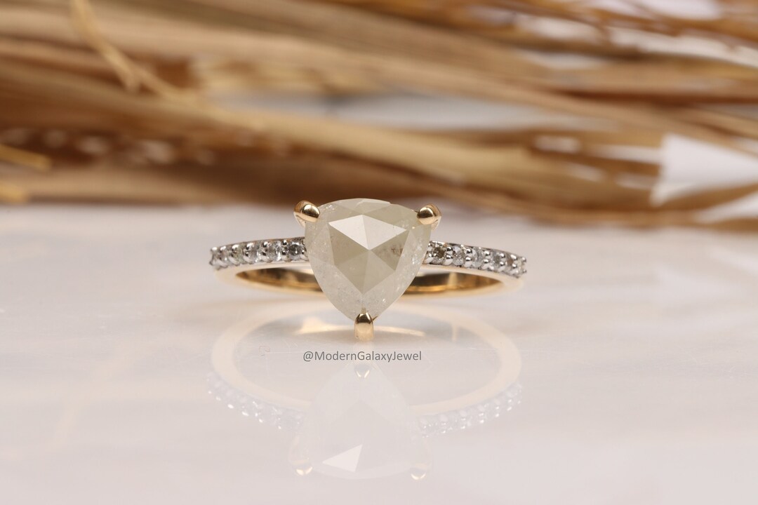 Trillion Cut Diamond Ring, 14k Yellow Gold Engagement Ring, Wedding ...