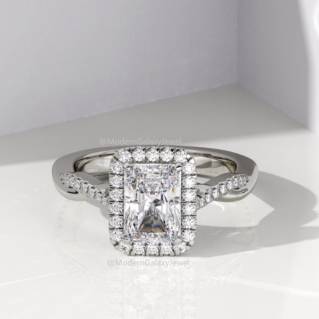 3.0 CT F/VS1 IGI CERTIFIED Radiant Cut Lab Grown Diamond Ring, 14k Gold ...