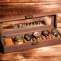 Personalized Leather Watch Box Watch Storage With Drawer Jewelry Watch ...