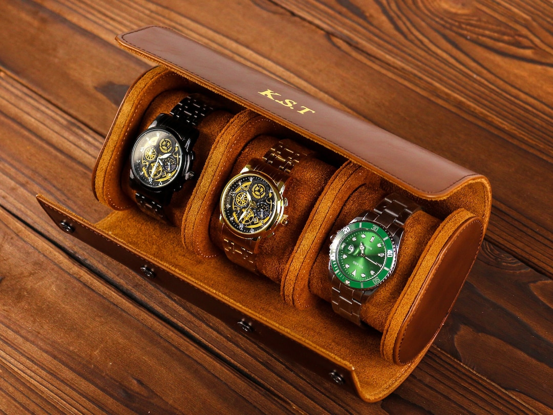 Personalised Leather Watch Case - Gift for Him - Gift for Dad - Watch ...