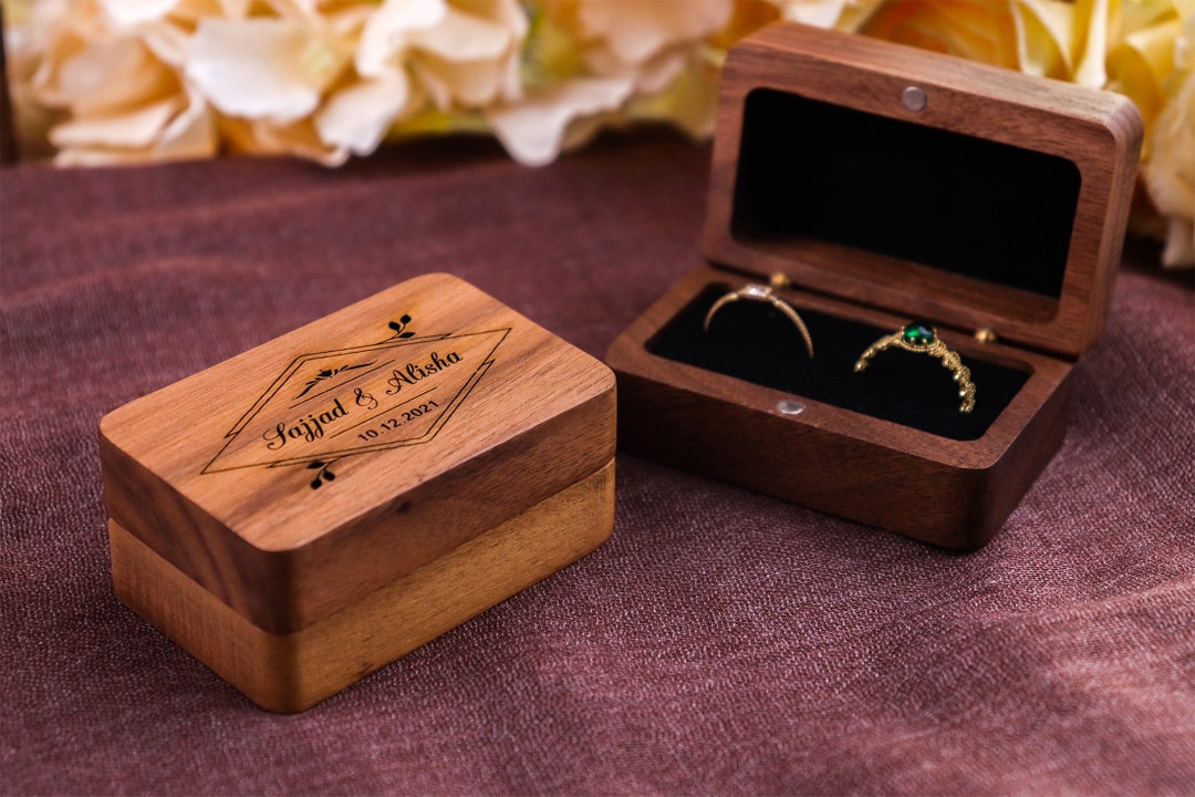 Personalized Wedding Ring Box - Custom Wood Ring Box - Engagement Ring ...