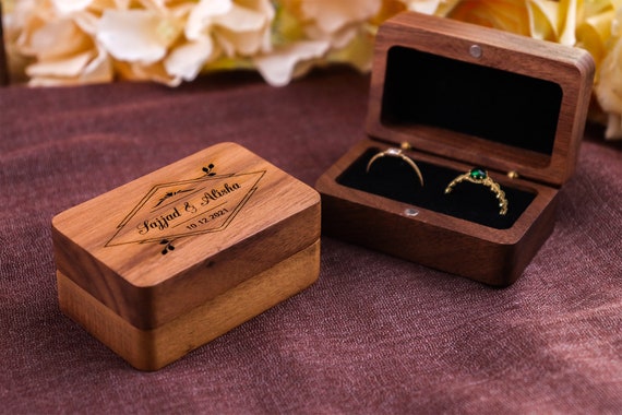 Personalized Wedding Ring Box Custom Wood Ring Box - Etsy