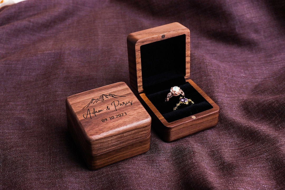 Personalized Wedding Ring Box Custom Wood Ring Box Engagement Ring Box ...