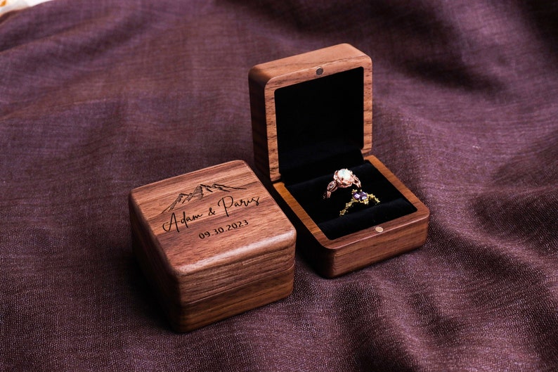 Personalized Wedding Ring Box Custom Wood Ring Box Engagement - Etsy