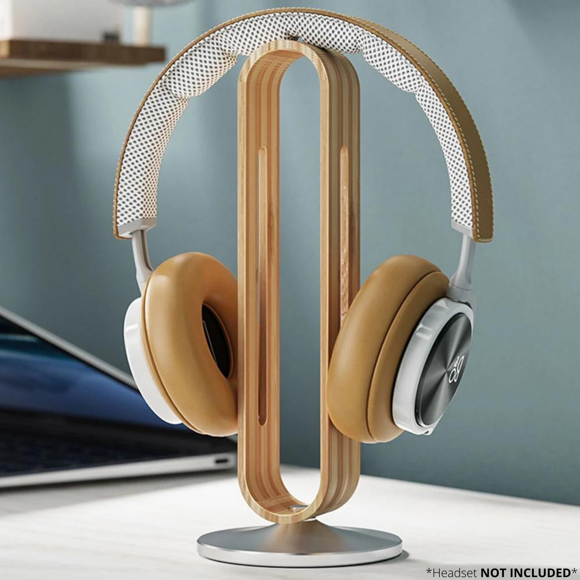 Aluminum Base Bamboo Wood Headphone Stand Gaming Headset Earphone ...