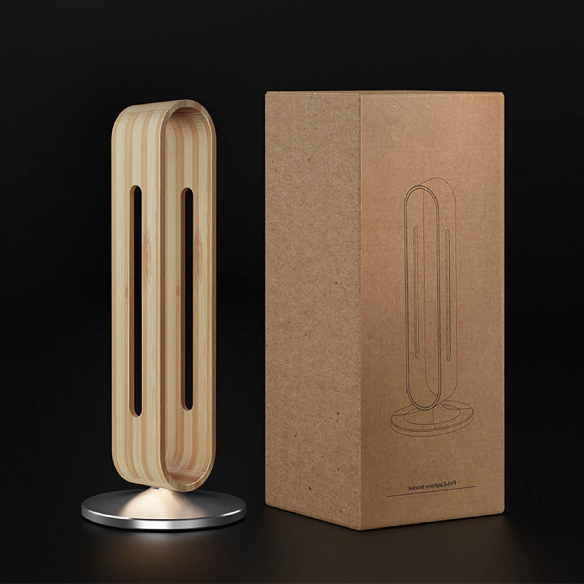 Aluminum Base Bamboo Wood Headphone Stand Gaming Headset Earphone ...