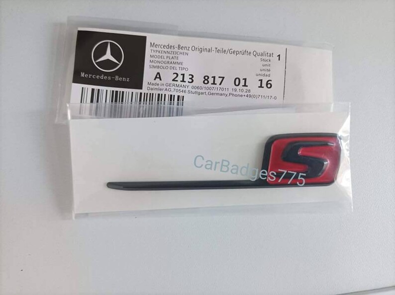 For Mercedes S Gloss Black & Red AMG Rear Boot Back Badge C63 C63S E63 ...