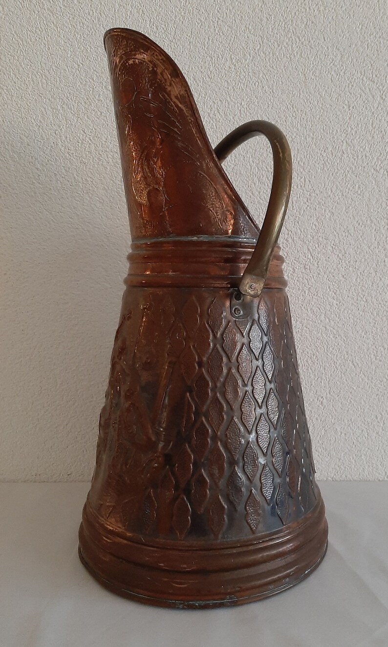 Vintage Copper Coal Bucket With Embossed Decoration. - Etsy