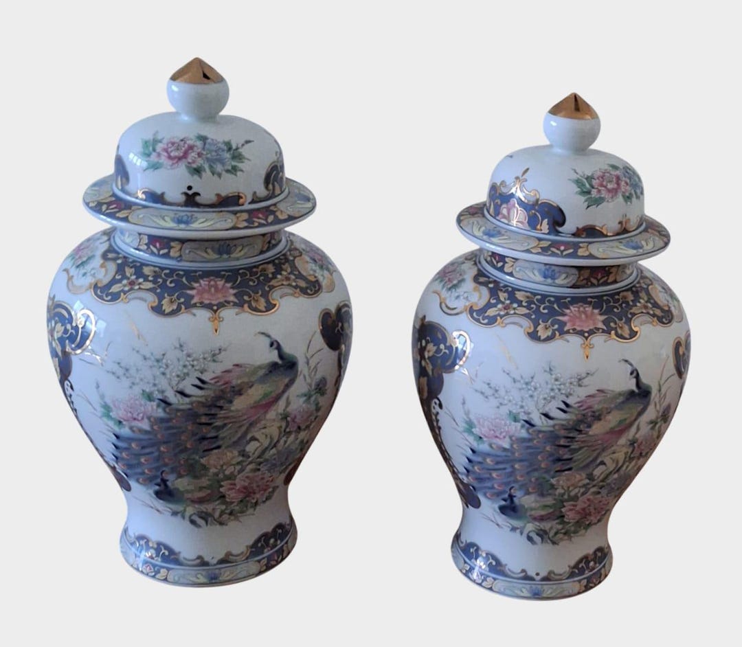 2 Vintage Vaga International Lidded Vases / Ginger Jars. - Etsy