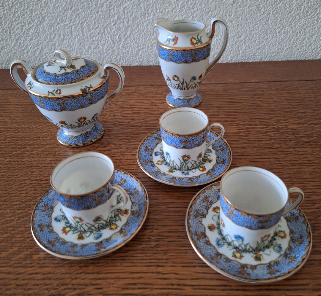 Antique Japanese Mikori Tea Set, Handpainted - Etsy