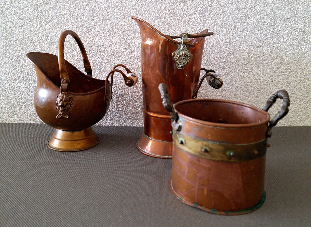 2 Dutch Copper Bucket and a Flower Pot - Etsy
