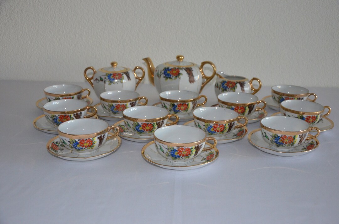 Antique Golden Rimmed Chinese Tea Set - Etsy