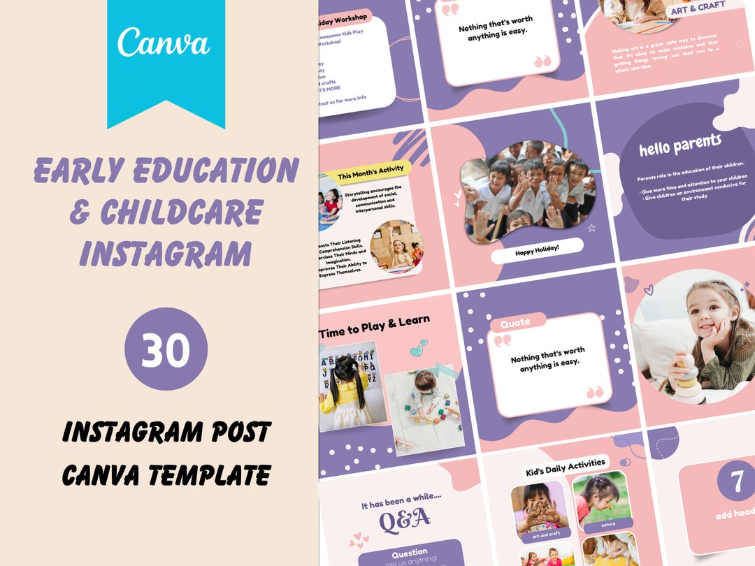 Education Instagram Canva Template | Montessori Childcare | Preschool ...