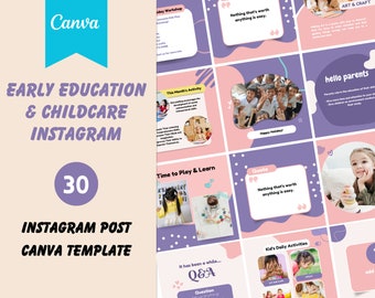 Education Instagram Canva Template Montessori Childcare Preschool ...