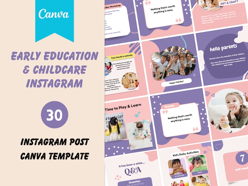 Education Instagram Canva Template | Montessori Childcare | Preschool ...