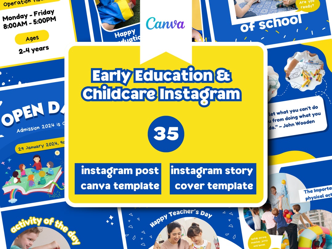BLUE Education Instagram Canva Template | Montessori Childcare ...
