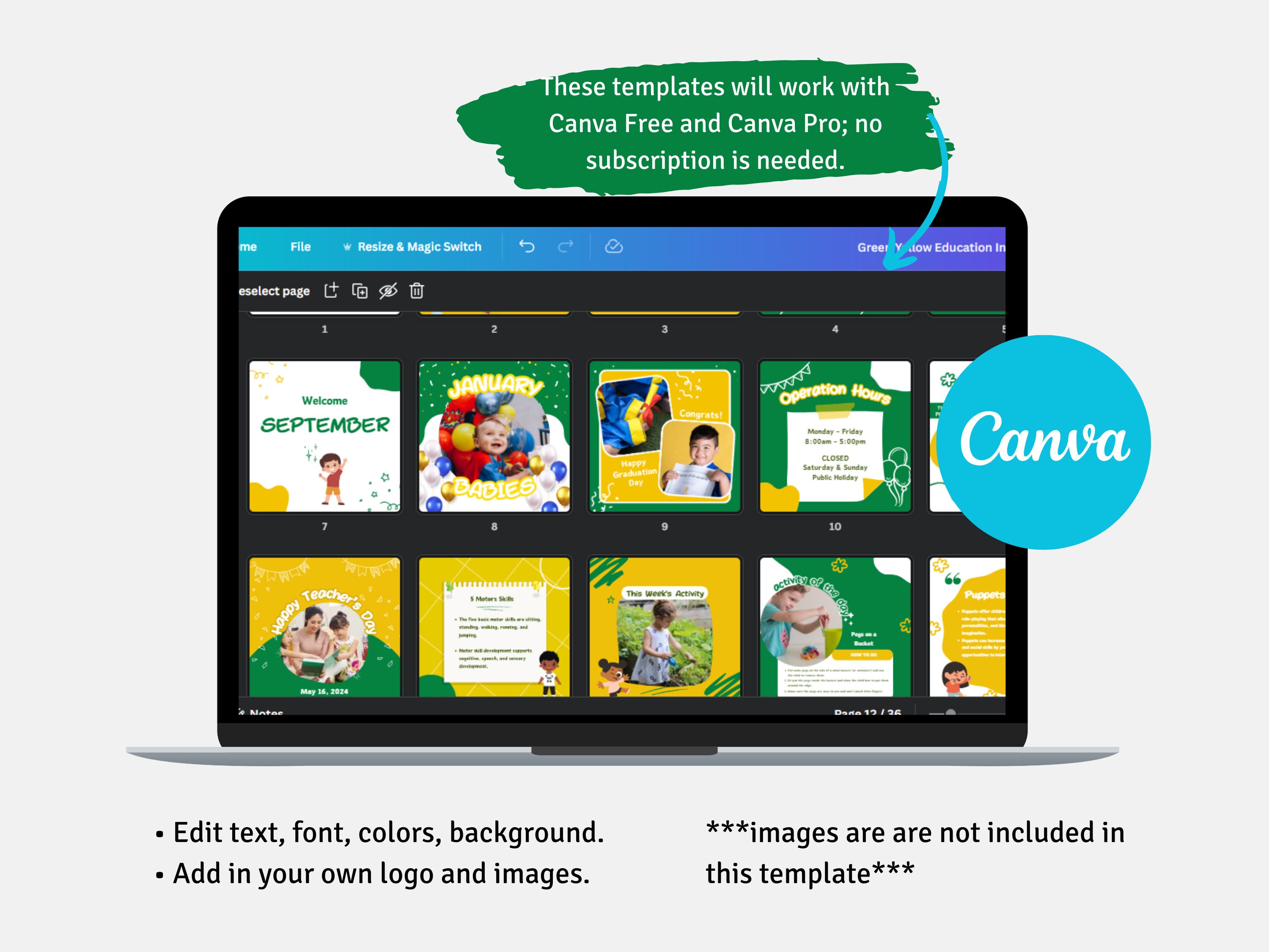 Education Instagram Canva Template Montessori Childcare Preschool ...