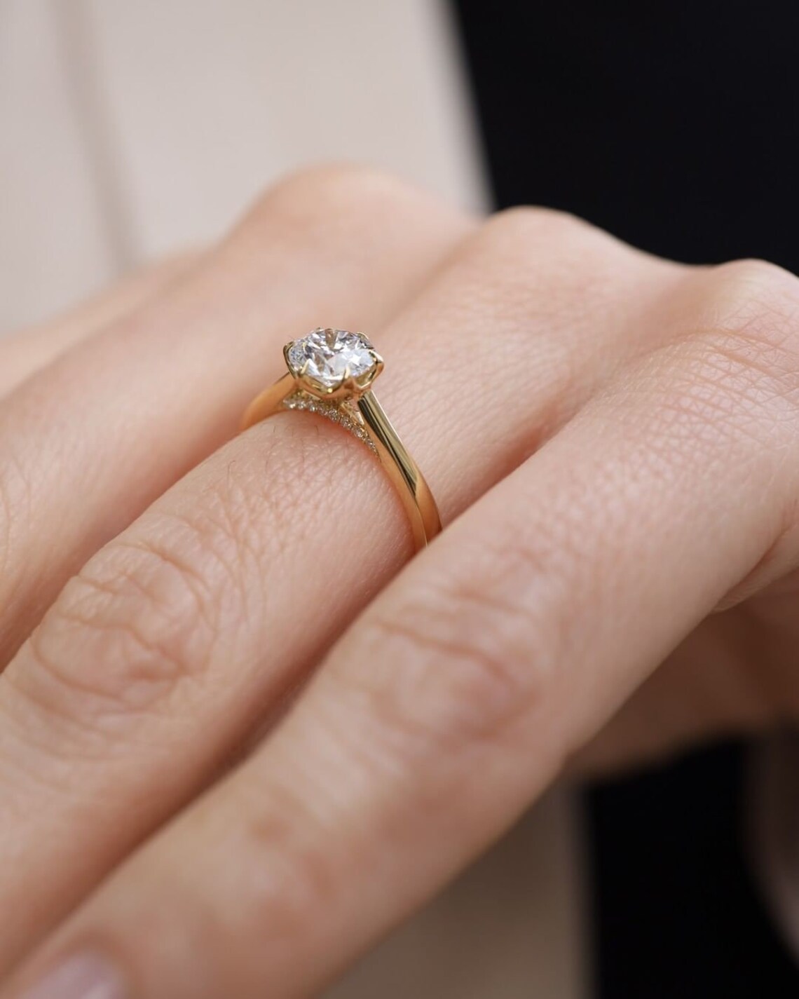 0.90ct Round Solitaire Engagement Ring/ 14K Solid Round Cut - Etsy