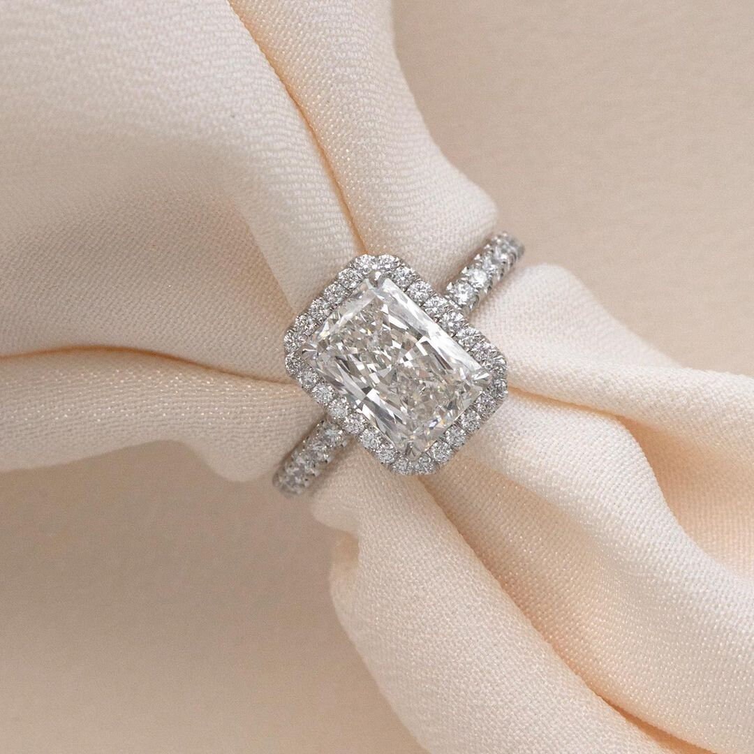 1.5 TCW Radiant Cut Lab Grown Diamond Halo Engagement Ring - Etsy