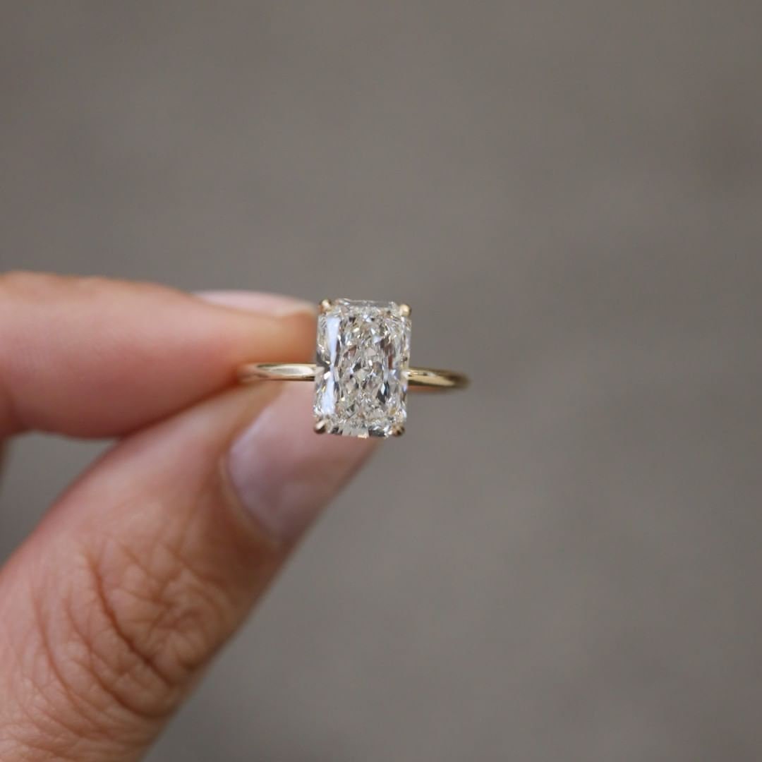 3 TCW Radiant Cut Lab Grown Diamond Hidden Halo Engagement Ring, Art ...