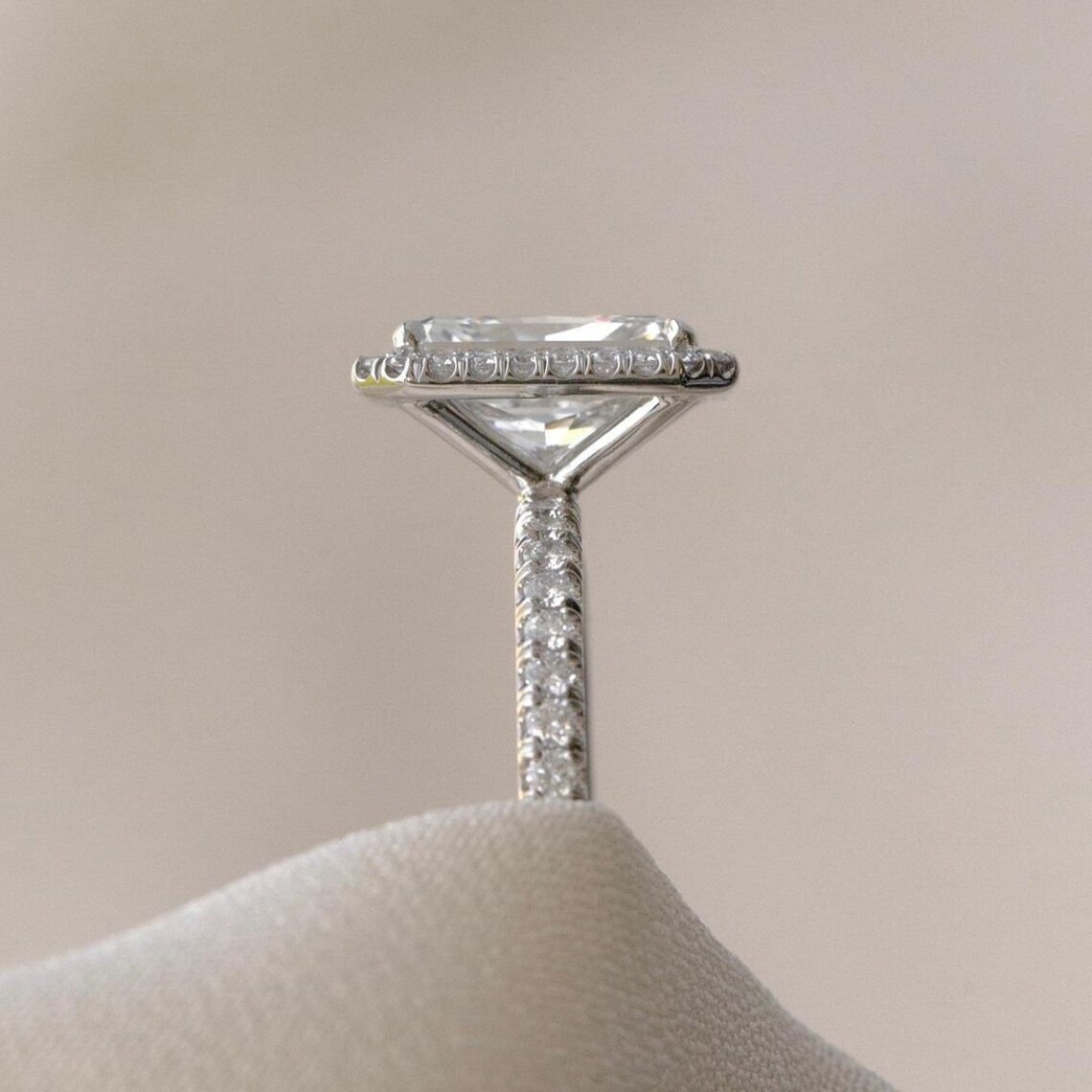 1.5 TCW Radiant Cut Lab Grown Diamond Halo Engagement Ring - Etsy