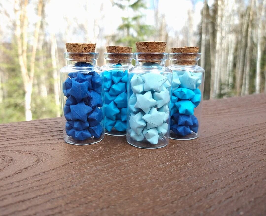 Blue Lucky Star Jar, Mini Star Decoration, Origami Paper Stars, Room ...