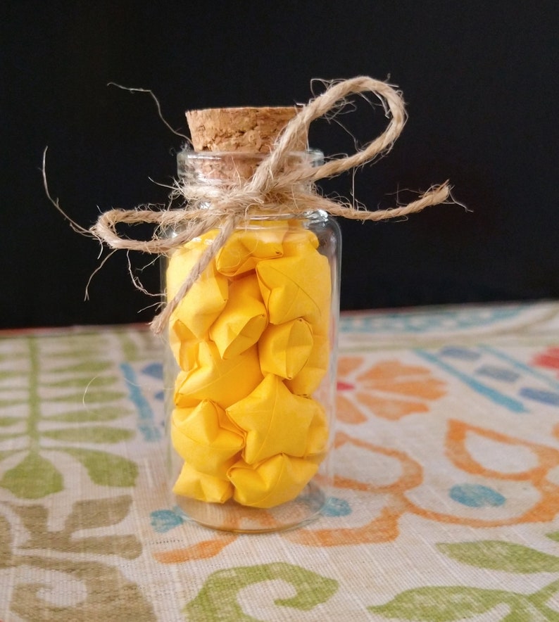 Yellow Lucky Star Jars, Mini Star Decor, Origami Paper Stars, Room ...