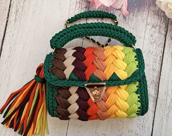 Multi Color Bag/handmade Bag/hand Woven Bag/crochet Bag/knitted Bag ...