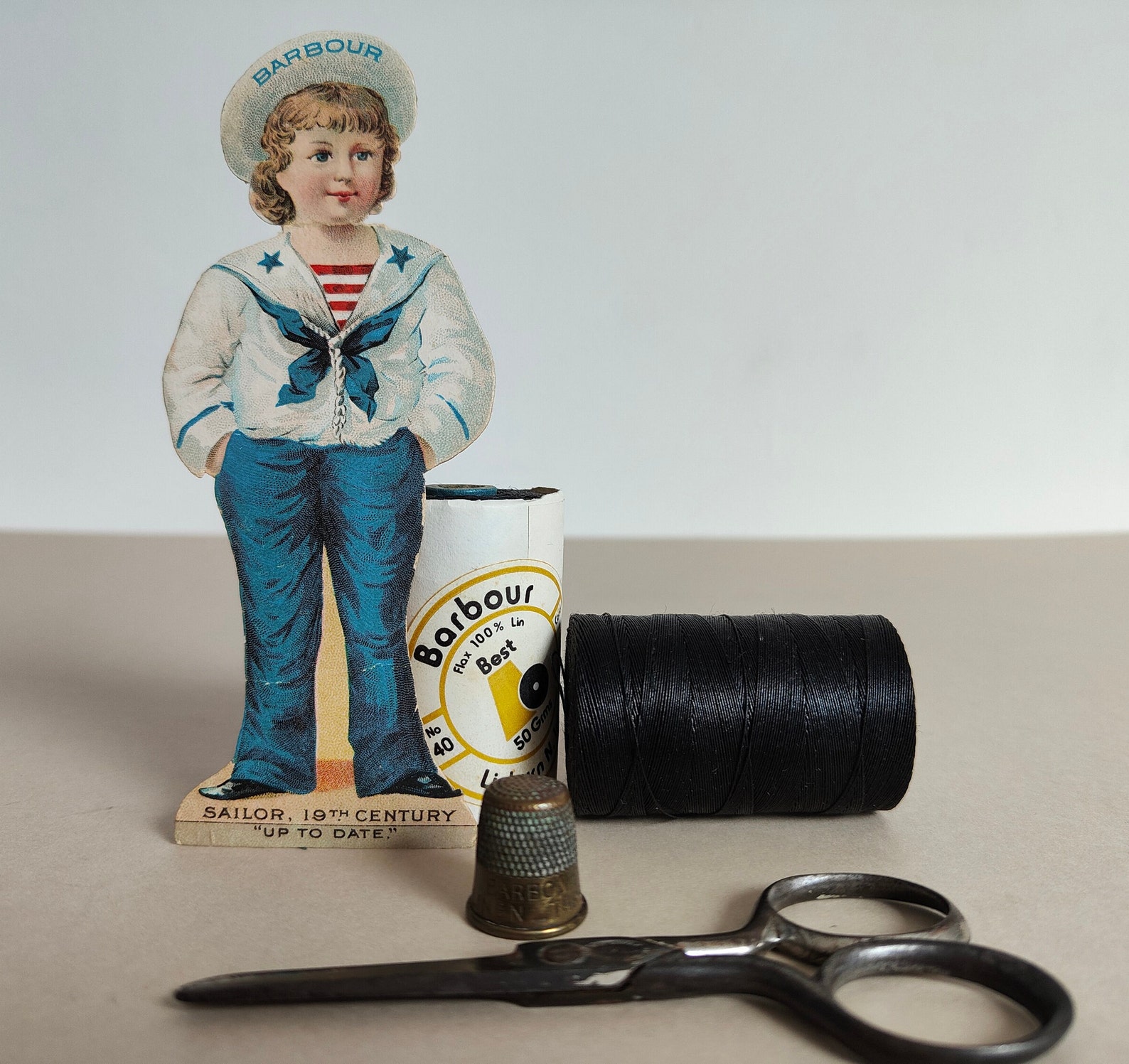 Spool of Vintage Barbour Irish Linen Thread Shiny Black 50g No:40 3 ...